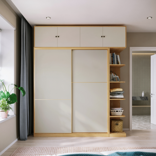 Linspire Grace Sliding Door Wardrobe with Top Cabinet 2.2m Urban Sales